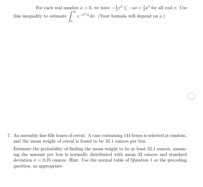 Solved For each real number a > 0, we have - r -ax+ļa’ for | Chegg.com