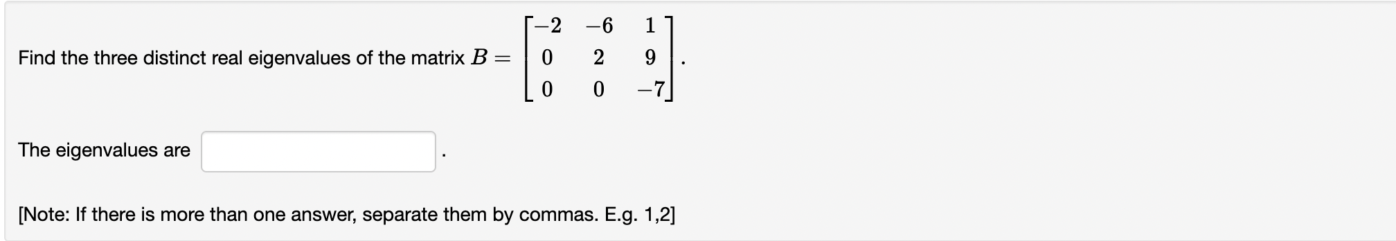 Solved Find the three distinct real eigenvalues of the | Chegg.com