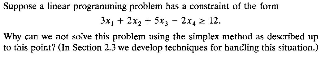 Solved Suppose a linear programming problem has a constraint | Chegg.com