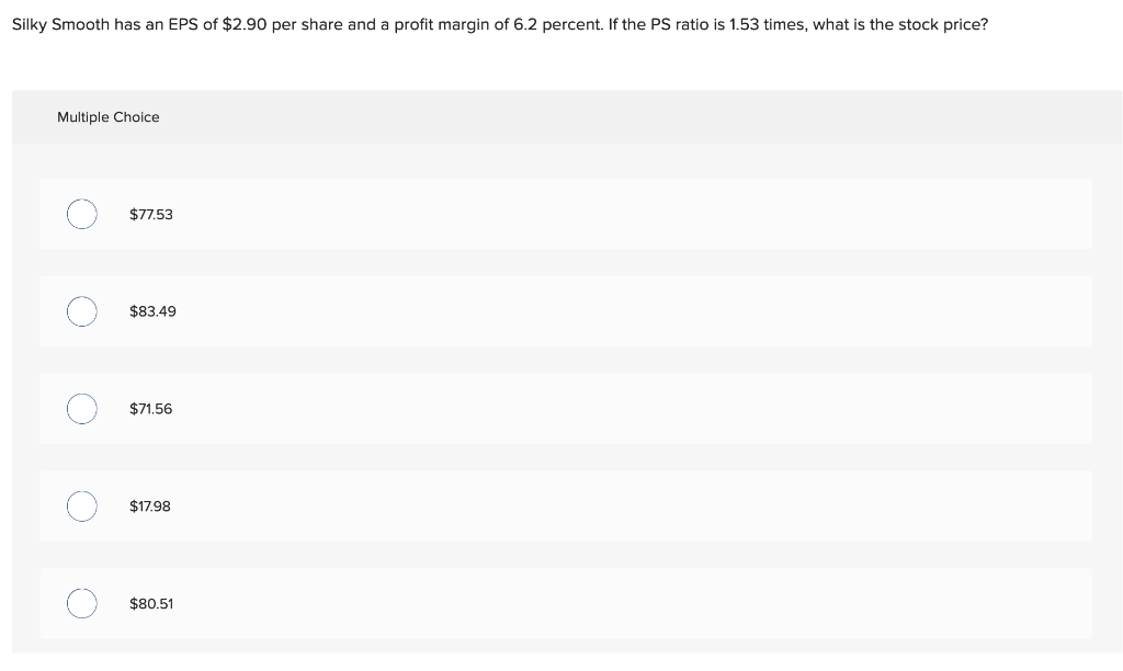 Solved Silky Smooth has an EPS of $2.90 per share and a | Chegg.com