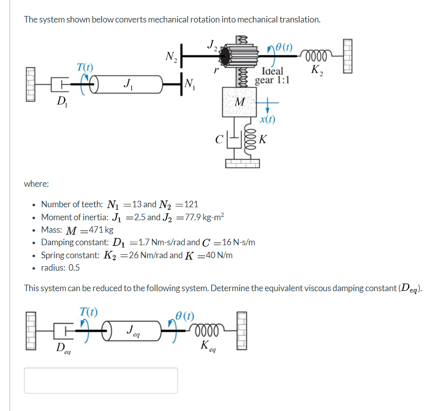 Solved The system shown below converts mechanical rotation | Chegg.com