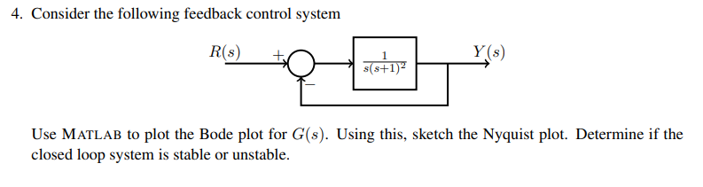 Solved 4. Consider the following feedback control system | Chegg.com