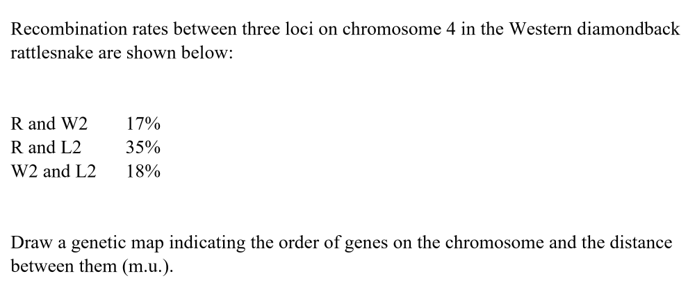 Solved Recombination rates between three loci on chromosome | Chegg.com