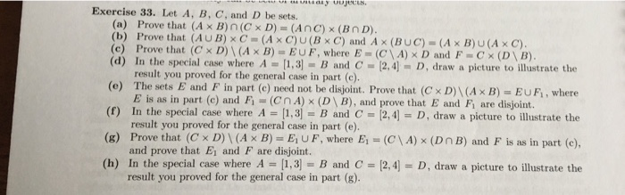 Solved Exercise 33. Let A, B, C, and D be sets. (a) Prove | Chegg.com