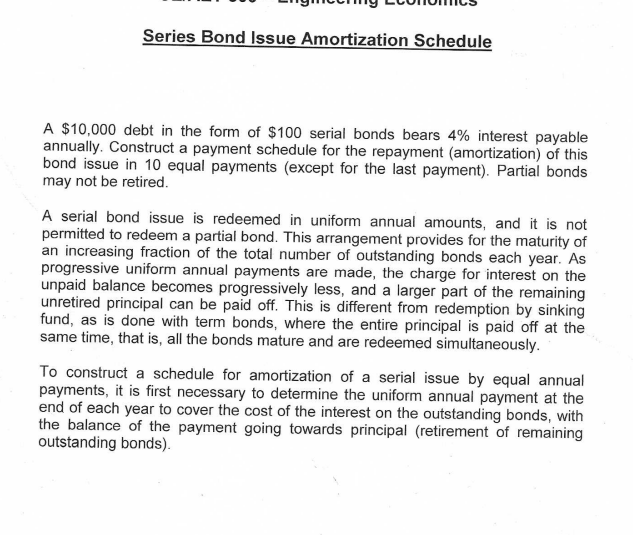 Solved Serial Bond Issue Retirement Schedule 1 2 3 4 5 ∗ | Chegg.com