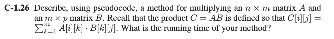 Solved C-1.26 Describe, using pseudocode, a method for | Chegg.com