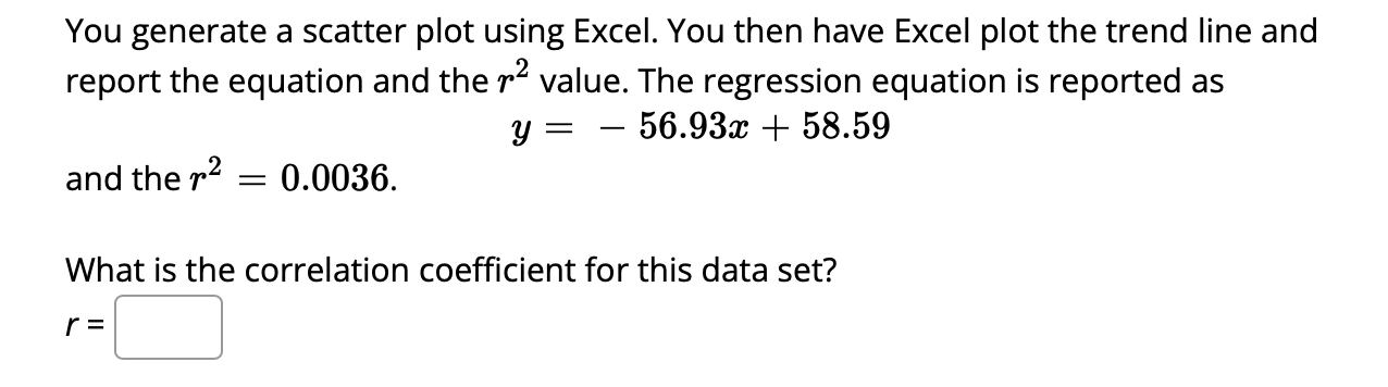 Solved You generate a scatter plot using Excel. You then | Chegg.com