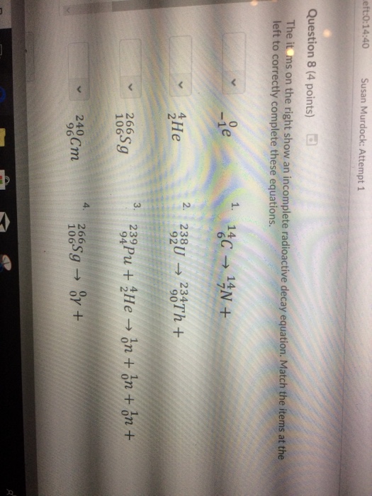 Solved eft:0:14:40 Susan Murdock: Attempt 1 Question 8 (4 | Chegg.com