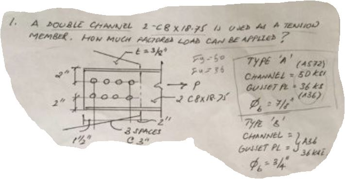 Solved A Double Channel 2-C8x18.75 is used as a tension | Chegg.com