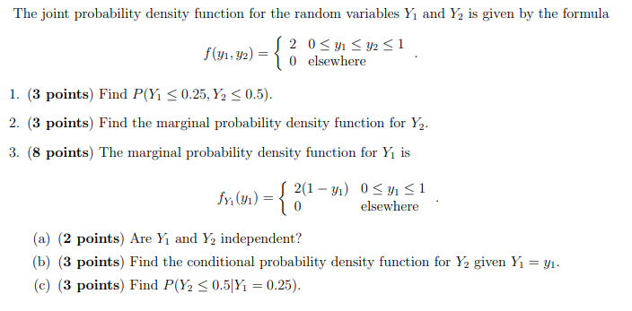 Solved The joint probability density function for the random | Chegg.com