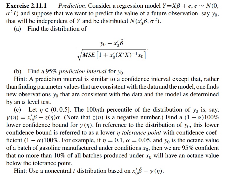 Solved Exercise 2.11.1 Prediction. Consider a regression | Chegg.com