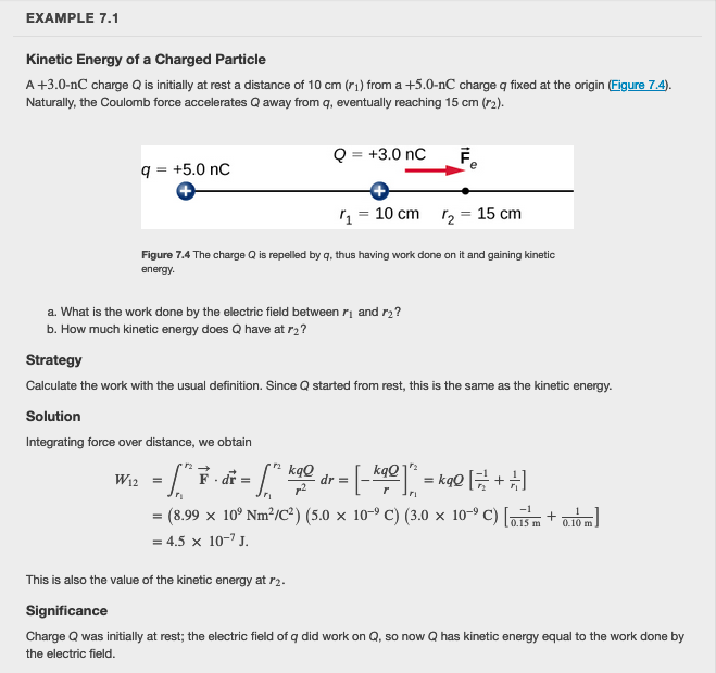 Solved EXAMPLE 7.1 Kinetic Energy of a Charged Particle A | Chegg.com