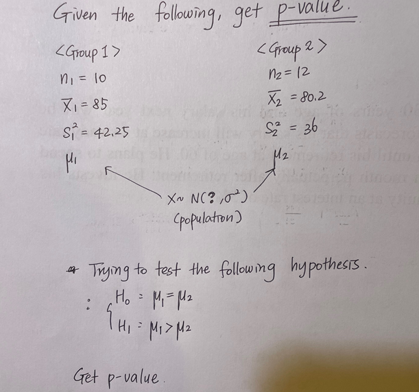 Solved Given the following, get p-value. Group 1〉 Group | Chegg.com