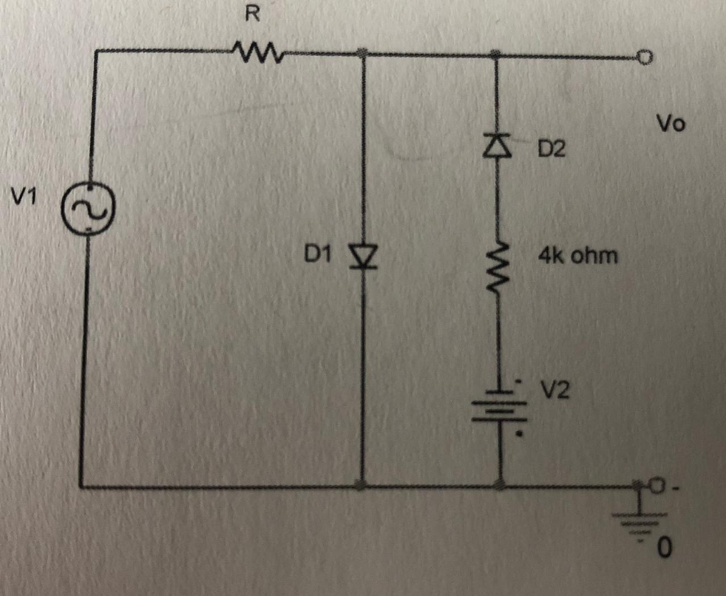 Solved Considering ideal diodes and: V2= 3V, R=4k Ohm, V1= | Chegg.com