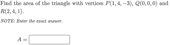 Solved find the area of the triangle with vertices P(1, 4, | Chegg.com