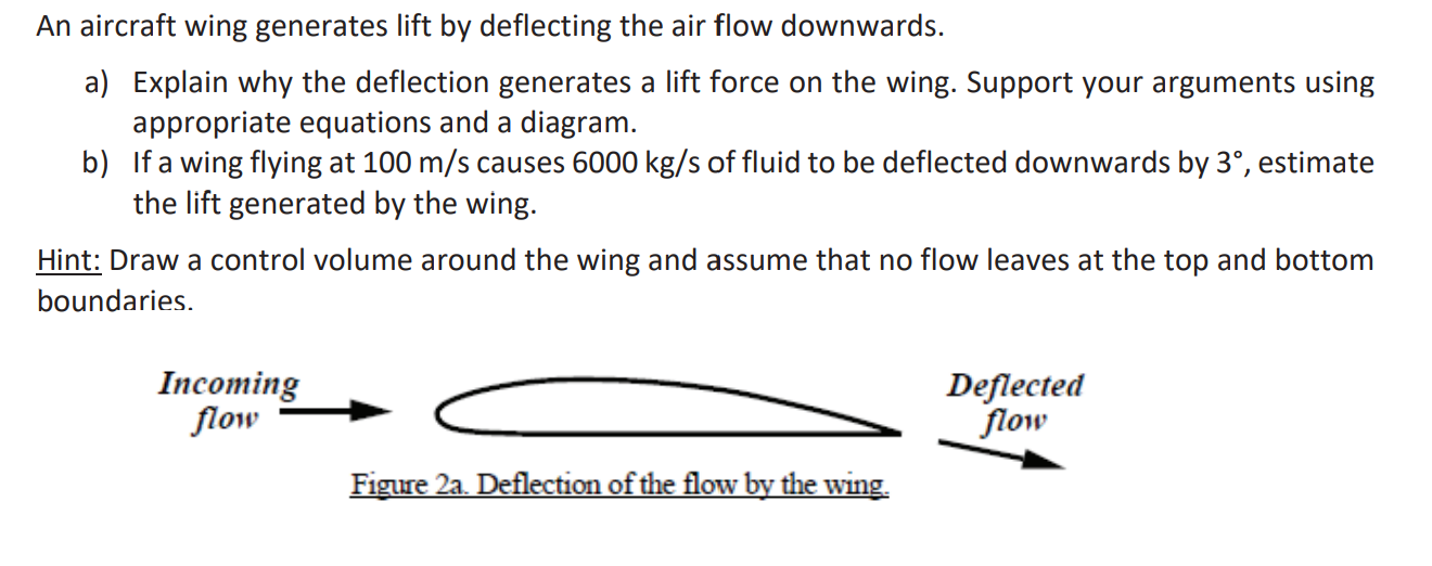 [Solved]: An aircraft wing generates lift by deflecting th