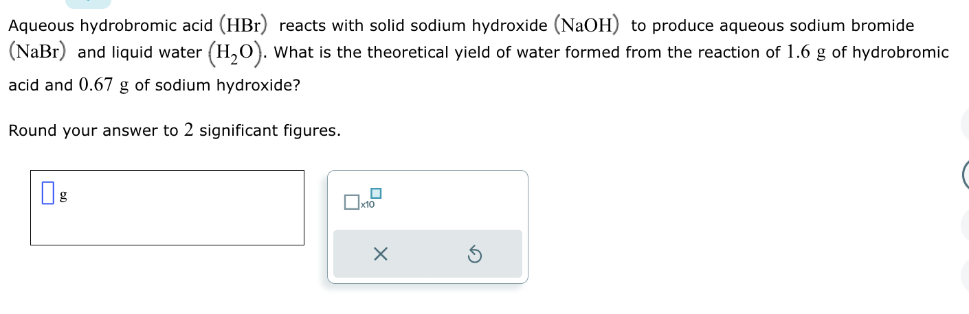 Solved Aqueous hydrobromic acid (HBr) reacts with solid | Chegg.com