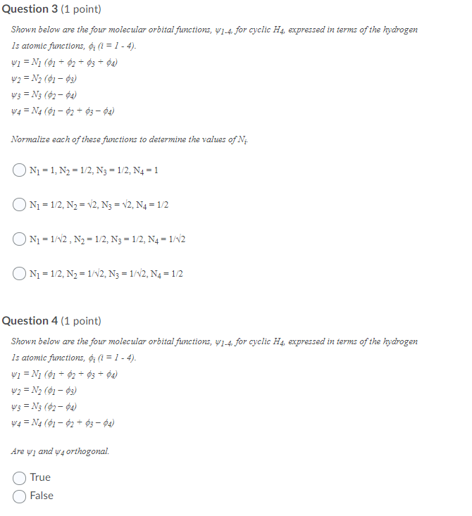 Solved Question 3 (1 point) Shown below are the four | Chegg.com