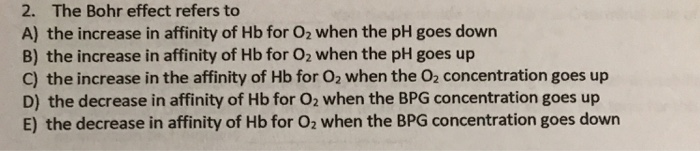 Solved 2. The Bohr effect refers to A) the increase in | Chegg.com