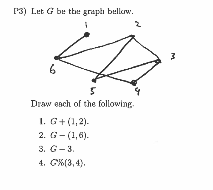 Solved P3) Let G be the graph bellow. Draw each of the | Chegg.com