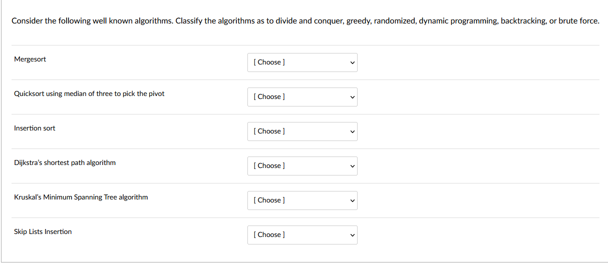 Solved Consider the following well known algorithms. | Chegg.com