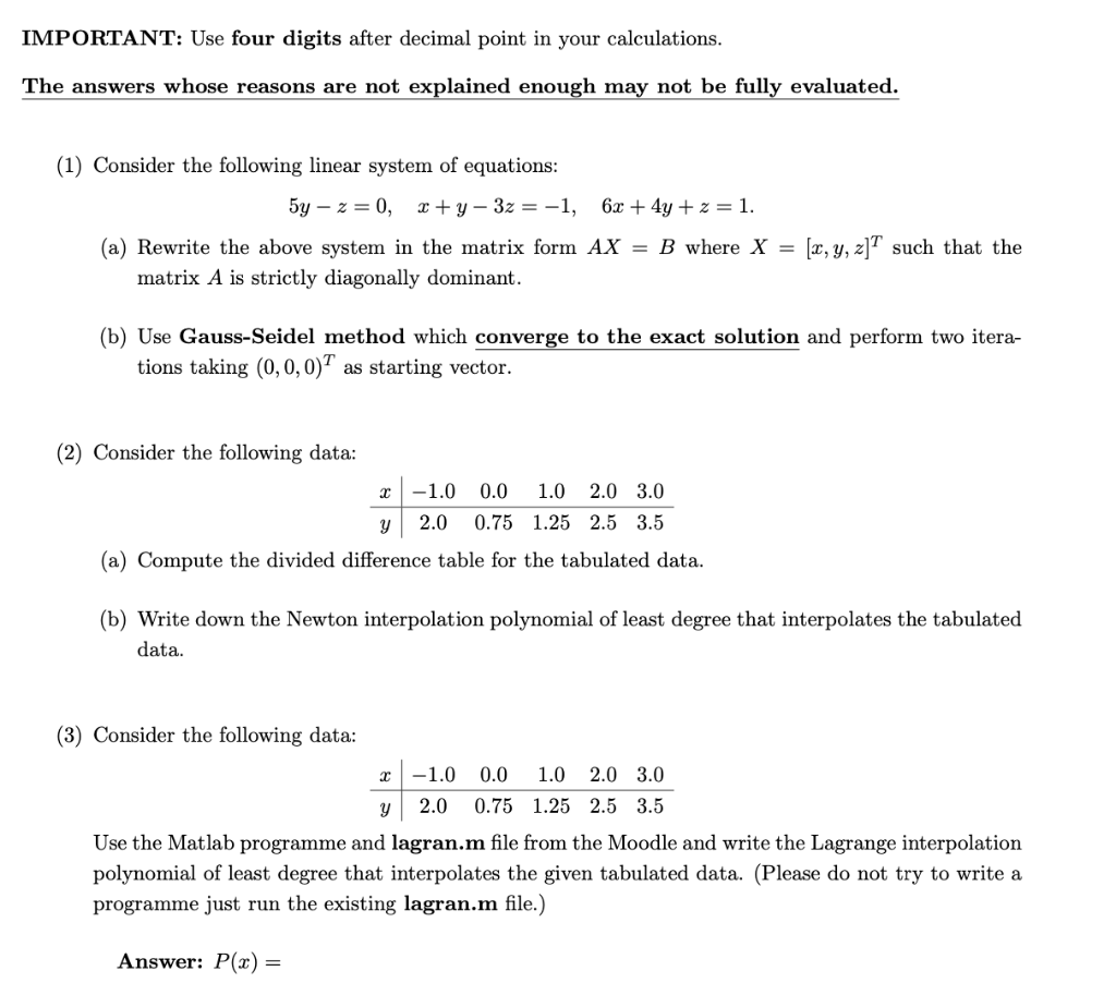 Solved IMPORTANT: Use four digits after decimal point in | Chegg.com