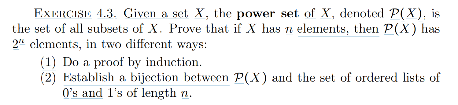 Solved EXERCISE 4.3. Given a set X, the power set of X, | Chegg.com