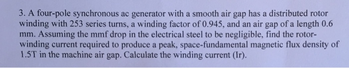 Solved A four-pole synchronous ac generator with a smooth | Chegg.com