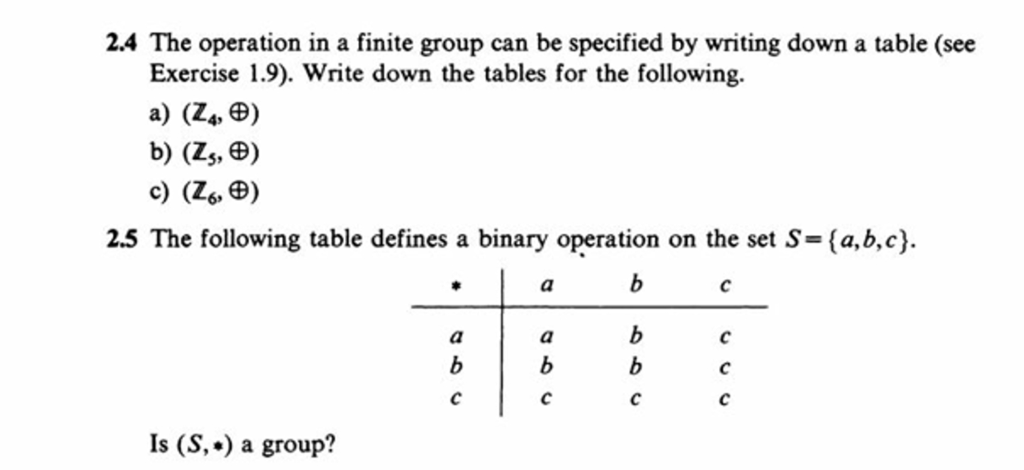 Solved 2.4 The operation in a finite group can be specified | Chegg.com
