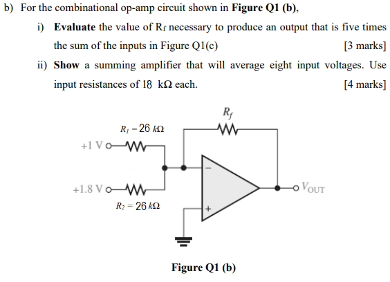 Solved b) For the combinational op-amp circuit shown in | Chegg.com