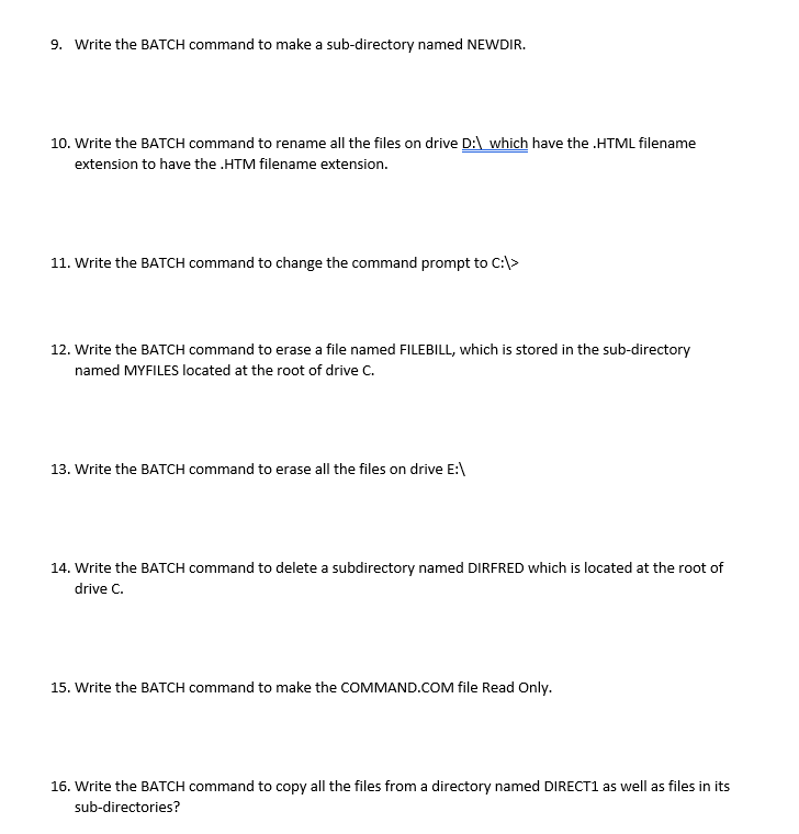 Solved 17 Write The BATCH Command To View All Hidden Files Chegg