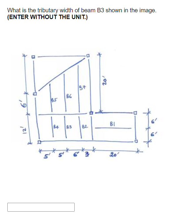 Solved What is the tributary width of beam B3 shown in the | Chegg.com
