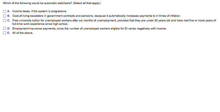 Solved Which of the following would be automatic | Chegg.com
