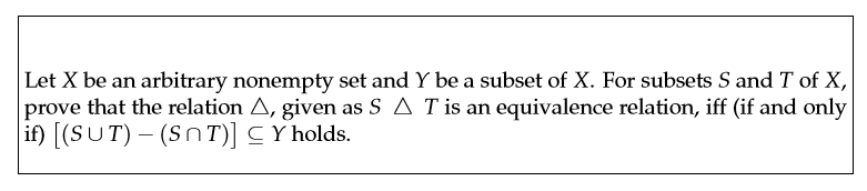 Solved Let X be an arbitrary nonempty set and Y be a subset | Chegg.com