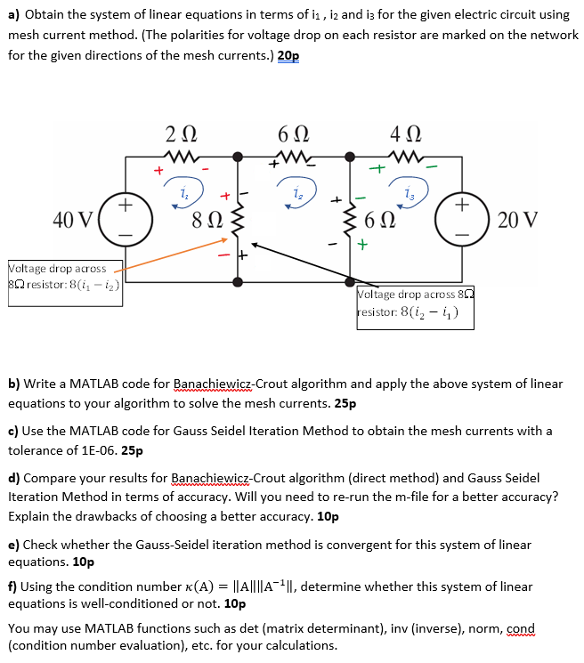Solved a) ﻿Obtain the system of linear equations in terms of | Chegg.com