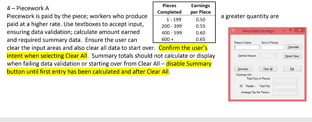 Solved (VISUAL BASIC) The summary should display the total | Chegg.com
