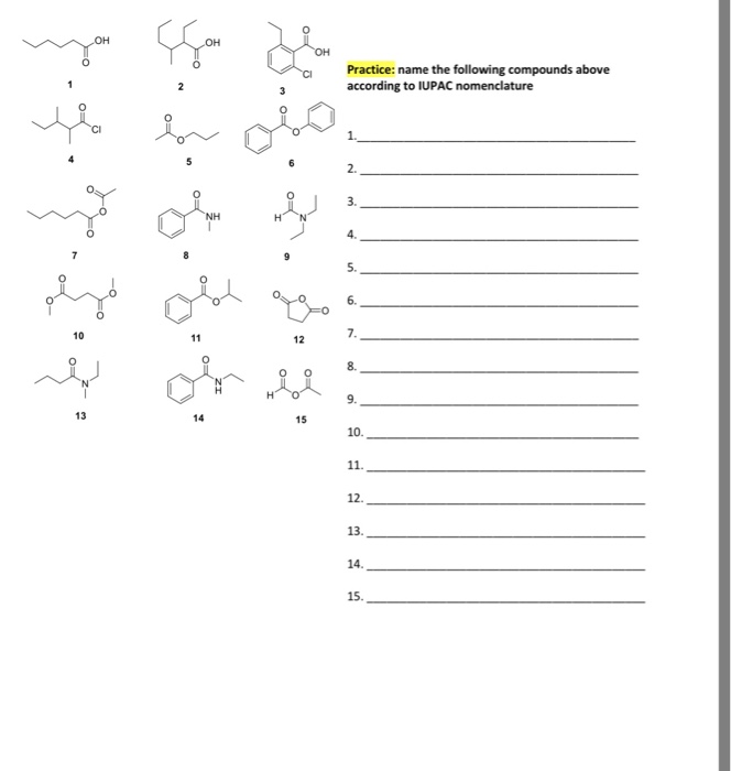 Solved Naming of Acids and Acid Derivatives Examples of | Chegg.com