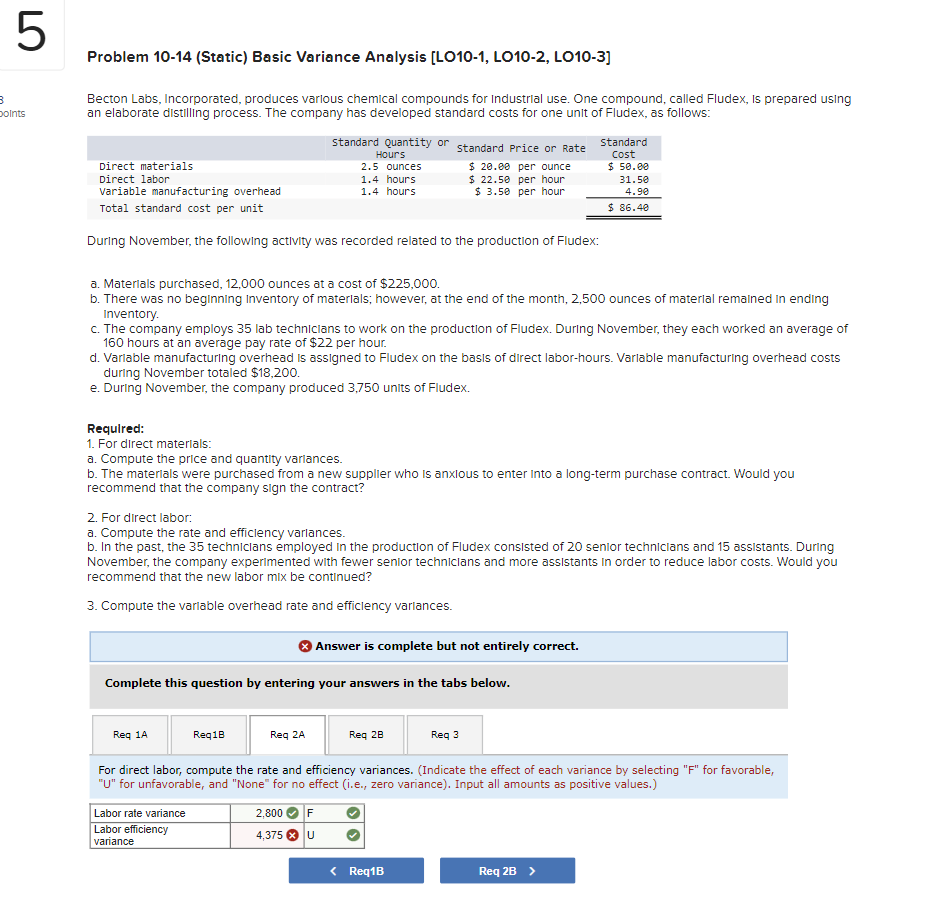 Solved Problem 10 14 Static ﻿basic Variance Analysis 0262