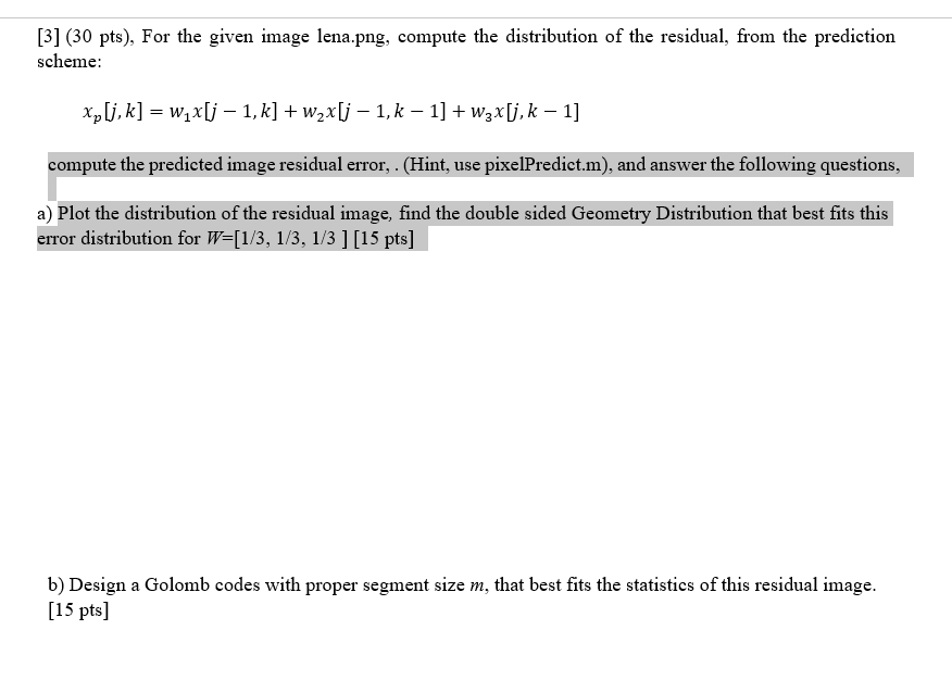 [3] (30 pts), For the given image lena.png, compute | Chegg.com