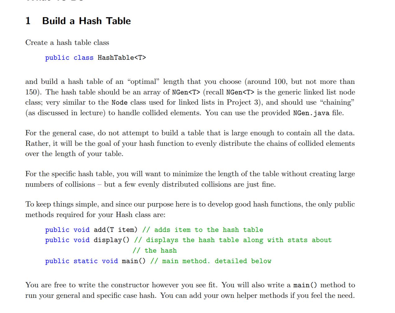 Solved 1 Build a Hash Table Create a hash table class public | Chegg.com