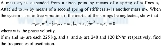 Solved A mass m1 is suspended from a fixed point by means of | Chegg.com
