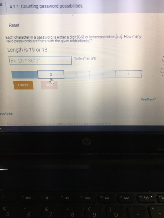 Solved 4.1.1:Counting password possibilities. Reset Each | Chegg.com