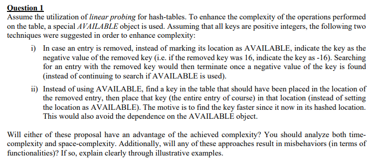 Question 1 Assume the utilization of linear probing | Chegg.com