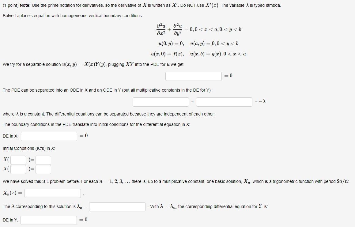 Solved (1 point) Note: Use the prime notation for | Chegg.com
