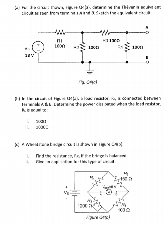 Solved (a) For the circuit shown, Figure Q4(a), determine | Chegg.com