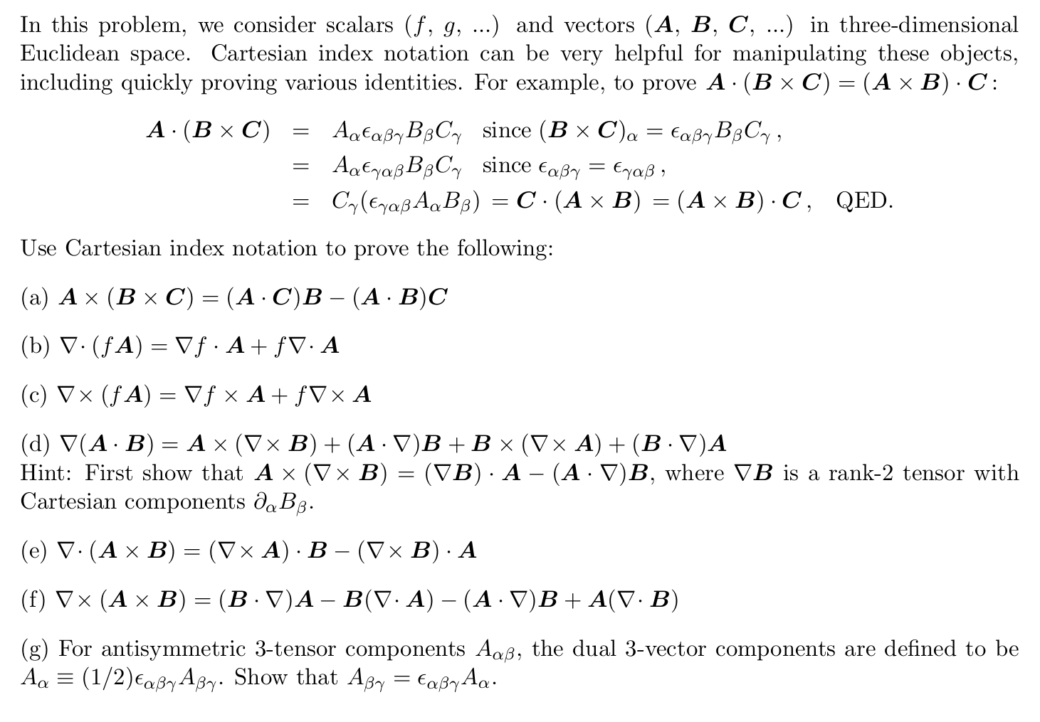 Solved In this problem, we consider scalars (f,g,dots) ﻿and | Chegg.com