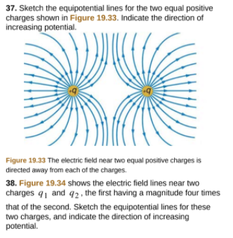 Solved 37. Sketch the equipotential lines for the two equal | Chegg.com