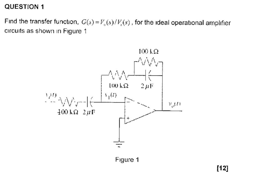 Solved QUESTION 1 Find the transfer function, | Chegg.com