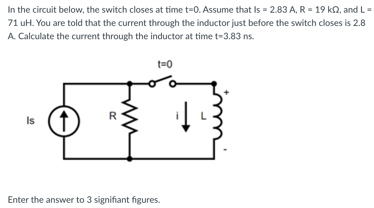 Solved In the circuit below, the switch closes at time t=0. | Chegg.com