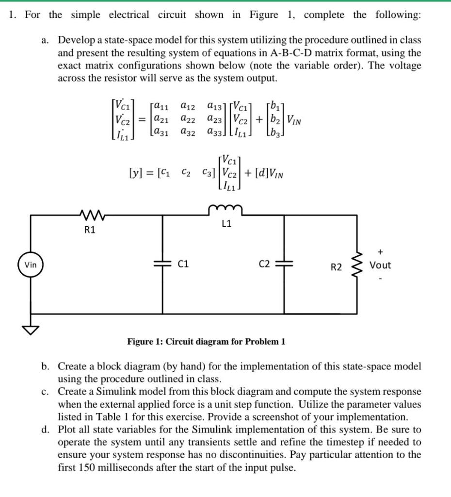 Solved 1. For the simple electrical circuit shown in Figure | Chegg.com